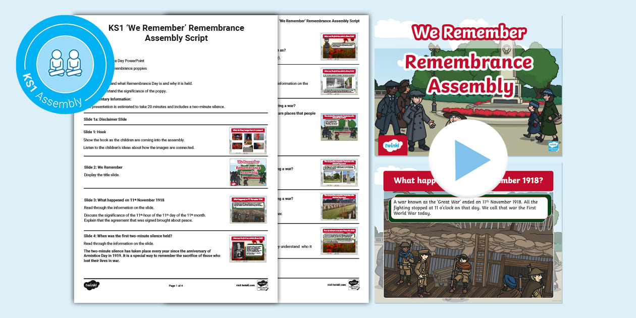 KS1 Remembrance Day Assembly Pack (teacher made) - Twinkl