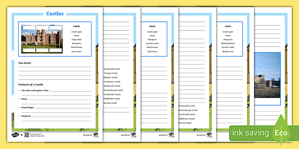 Editable Castles Differentiated Writing Worksheet Pack