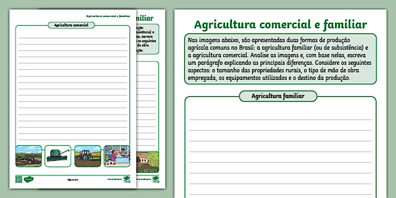 Agricultura comercial e familiar - Folha de atividade
