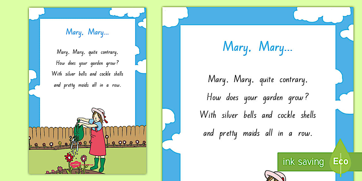 Mary Mary Quite Contrary Display Poster - Twinkl