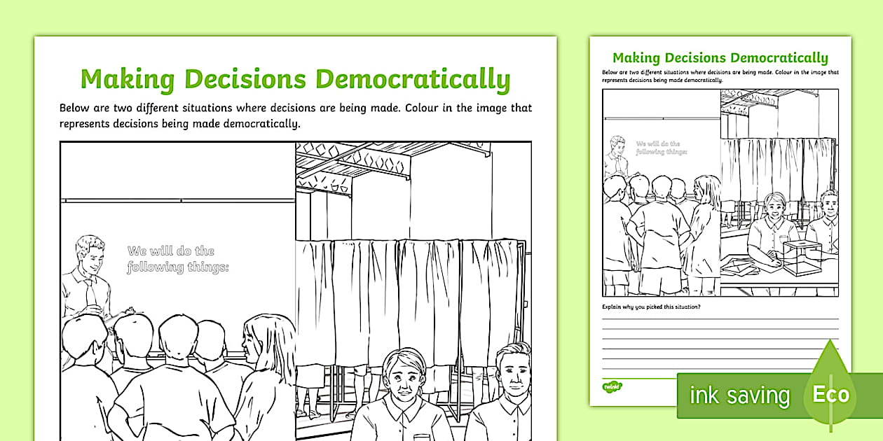 Making Decisions Democratically Worksheet (teacher made)