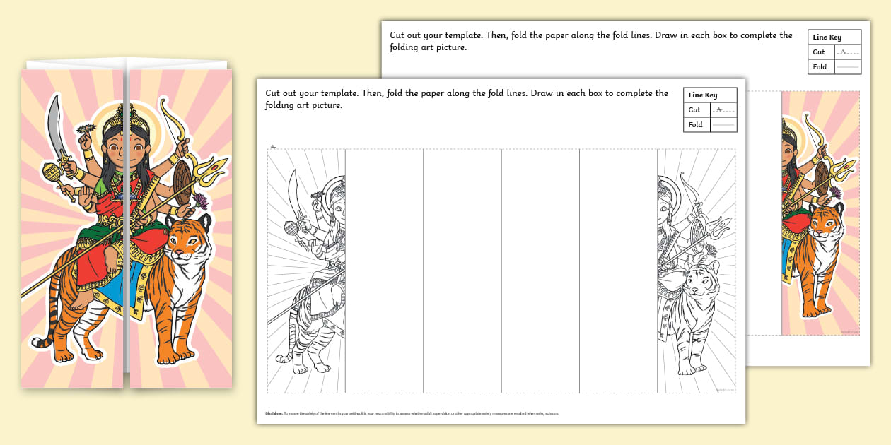Durga Puja Folding Art Template (Teacher-Made) - Twinkl