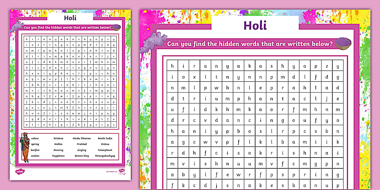 KS2 Holi Word Search (teacher made) - Twinkl