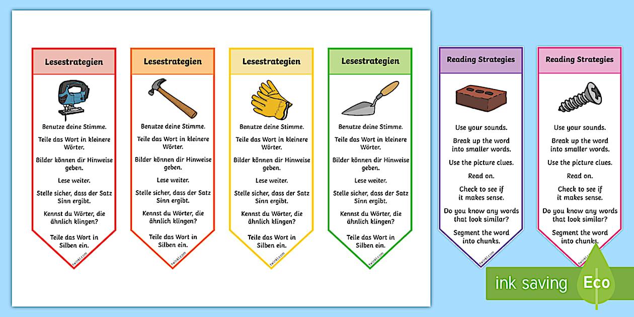 Reading Strategies Bookmarks English/German - Twinkl