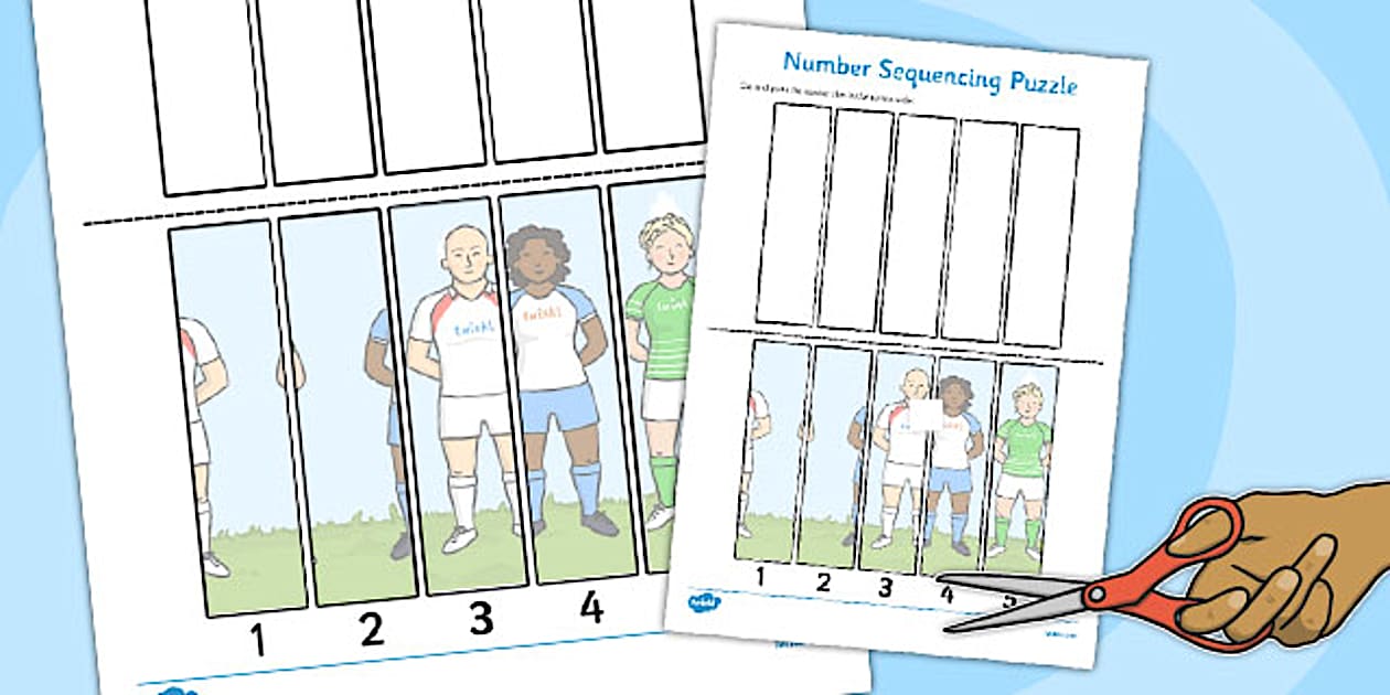Rugby Themed Photo Number Sequencing Puzzle - Twinkl