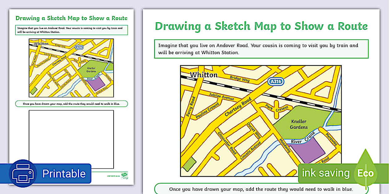 Drawing a Route Activity | Route Map Worksheet - Twinkl