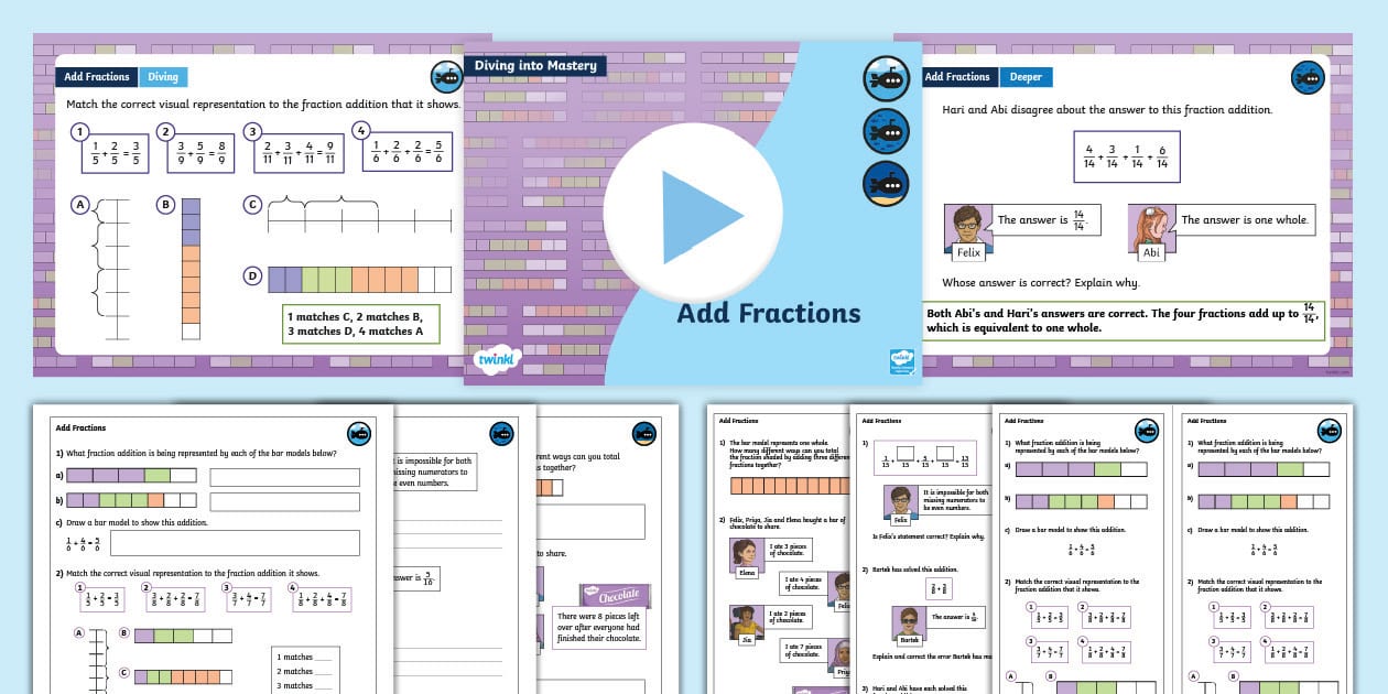 👉 Y3 Diving into Mastery: Step 1 Add Fractions Teaching Pack