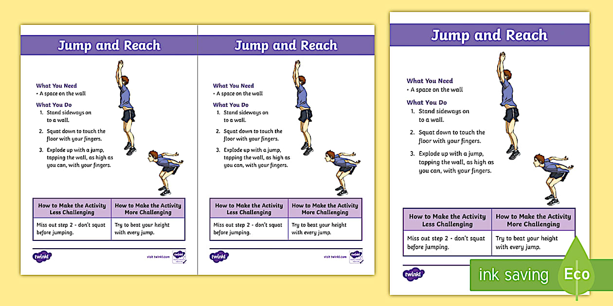 Jump and Reach Circuit Card Pupil Knowledge Sheet - Twinkl