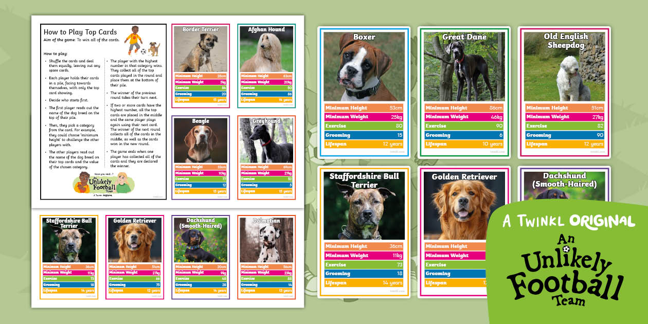 Dog Breeds Top Cards Game | Twinkl Originals