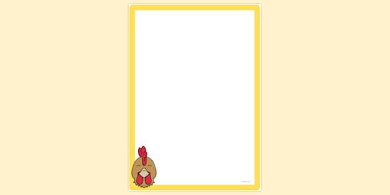 Simple Cockerel Chicken Role Play Mask Page Border - Twinkl
