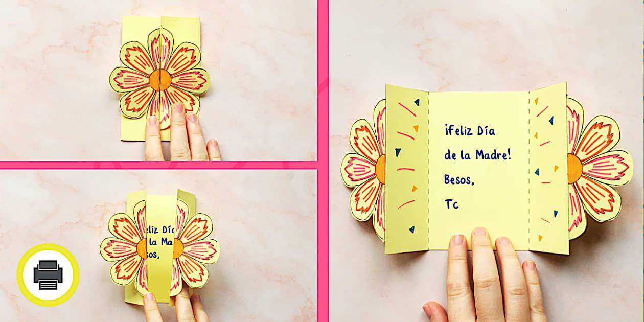 Manualidad: Tarjeta de flor plegable para el Día de la Madre - Twinkl ...