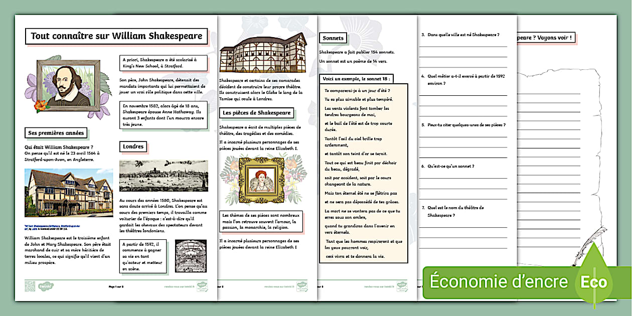 Shakespeare - leçon et activités (teacher made) - Twinkl