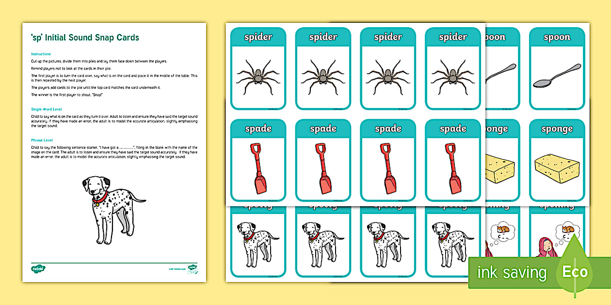 /sp/ Initial Sound Snap Card Game- speech, articulation, phonology, SLCN,