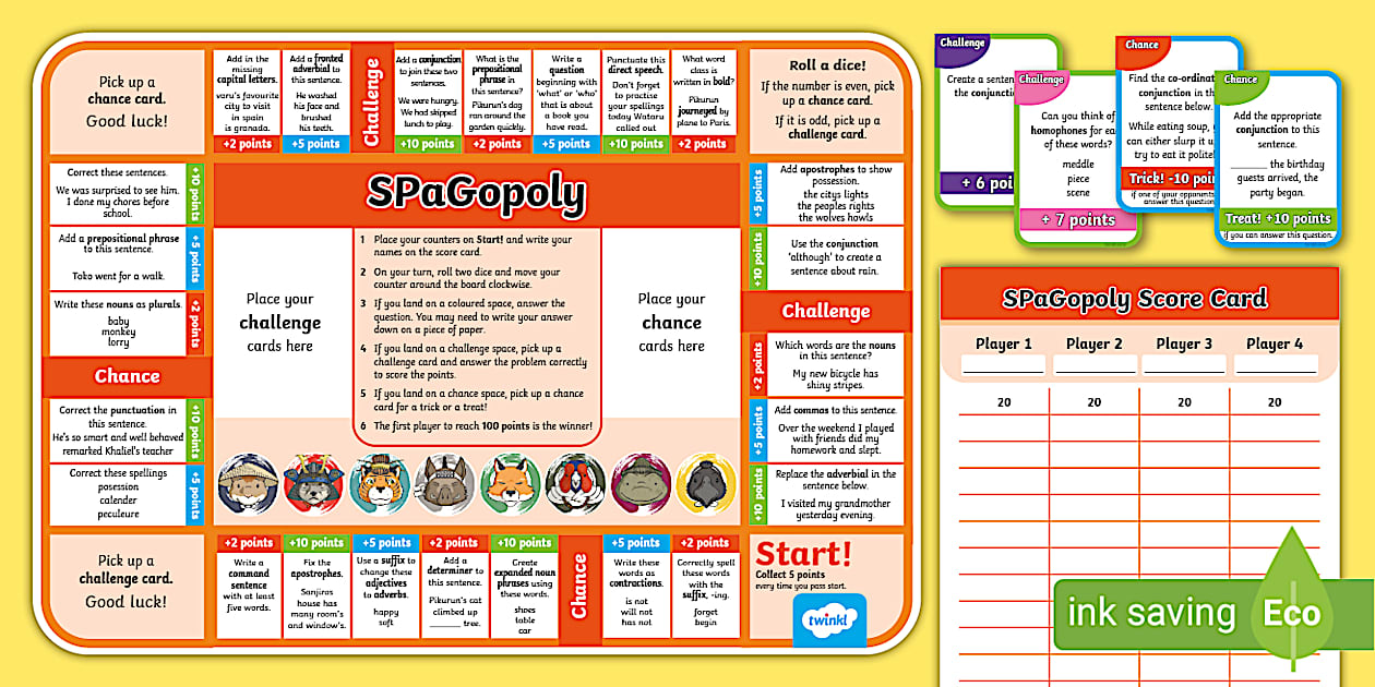 Year 4 SPaGopoly with the SPaG Samurai Game (teacher made)