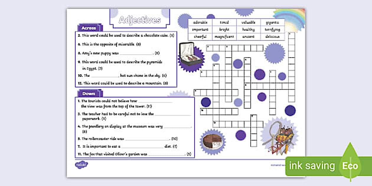 Adjectives KS2 Crossword - Twinkl - KS2 (teacher made)