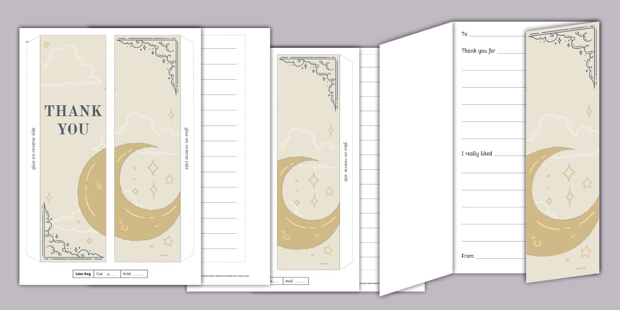 Celestial-Themed Thank You Letter Folding Writing Template