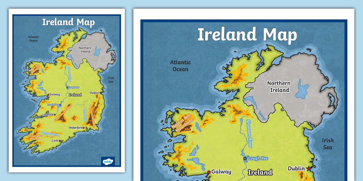KS2 Ireland Display Map - Geography (teacher made) - Twinkl