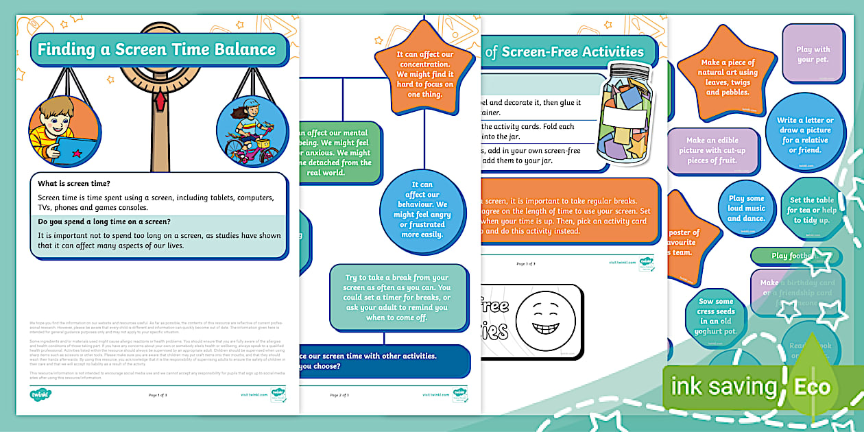 Finding a Screen Time Balance (Ages 5 - 7) (teacher made)
