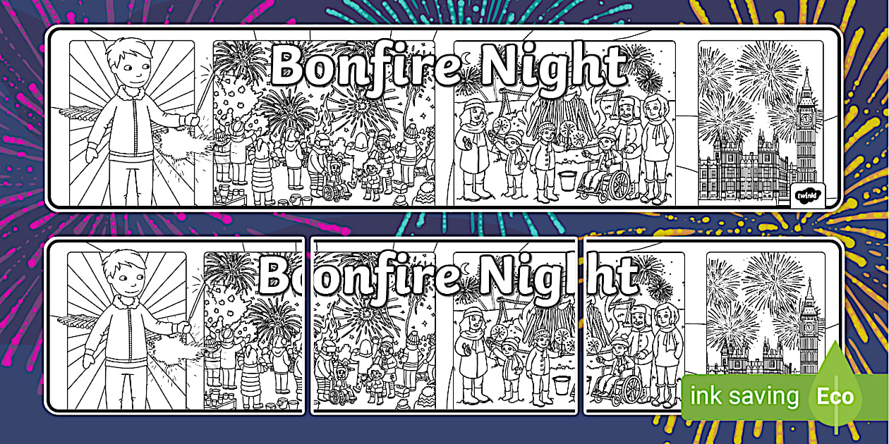 Bonfire Night Colouring Display Banner (teacher made)