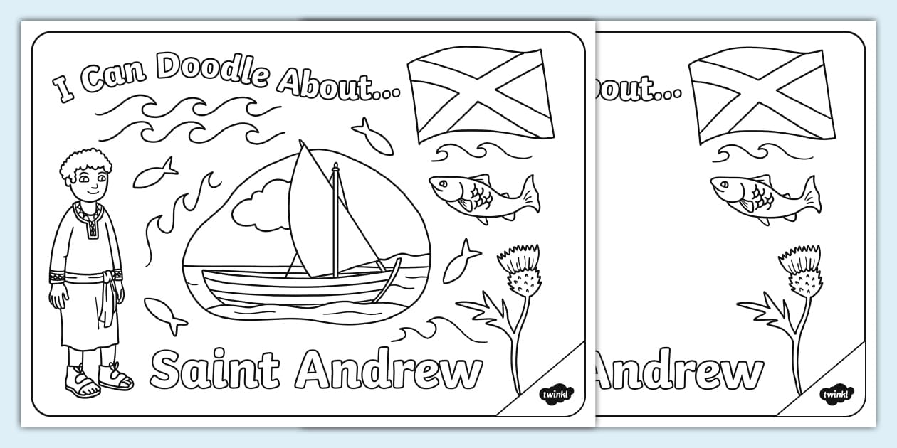 I Can Doodle About Saint Andrew Colouring Pages - Twinkl