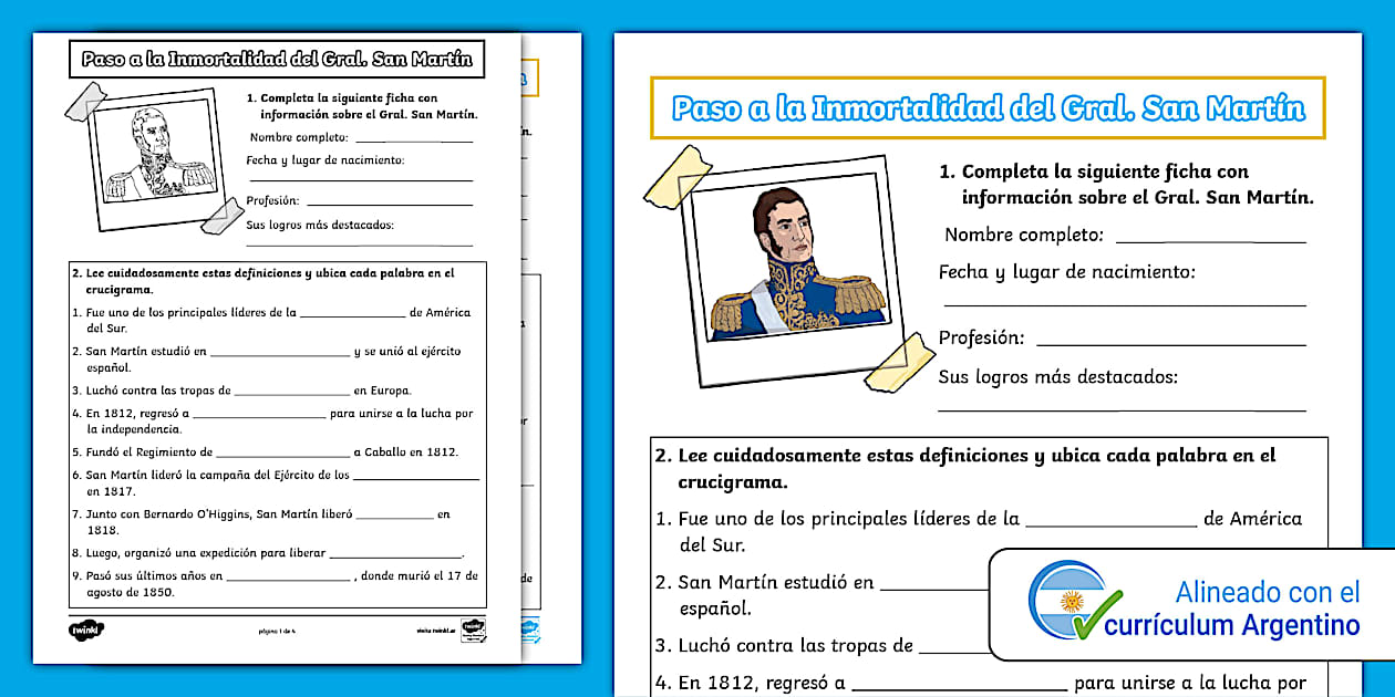 Paso a la Inmortalidad de San Martín (17 de Agosto) - Twinkl