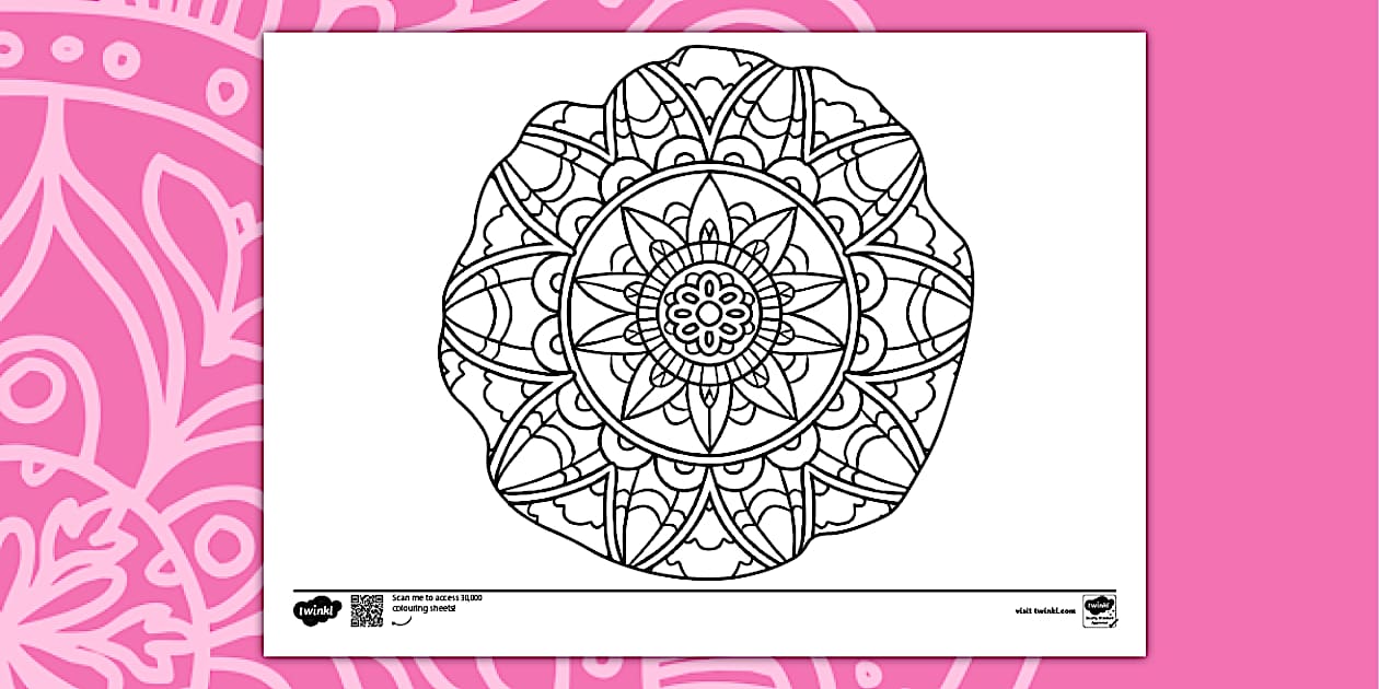 Poppy Mandala Colouring Page (Teacher-Made) - Twinkl