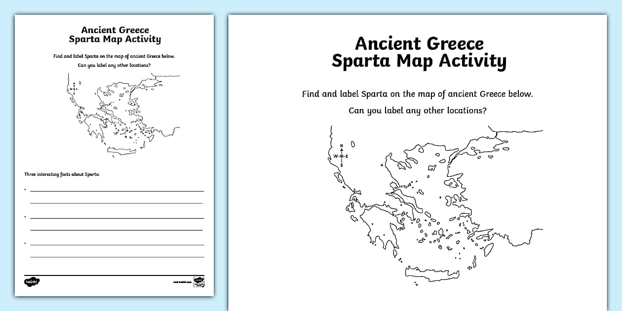 Ancient Greece Map: Where is Sparta? Worksheet - Twinkl