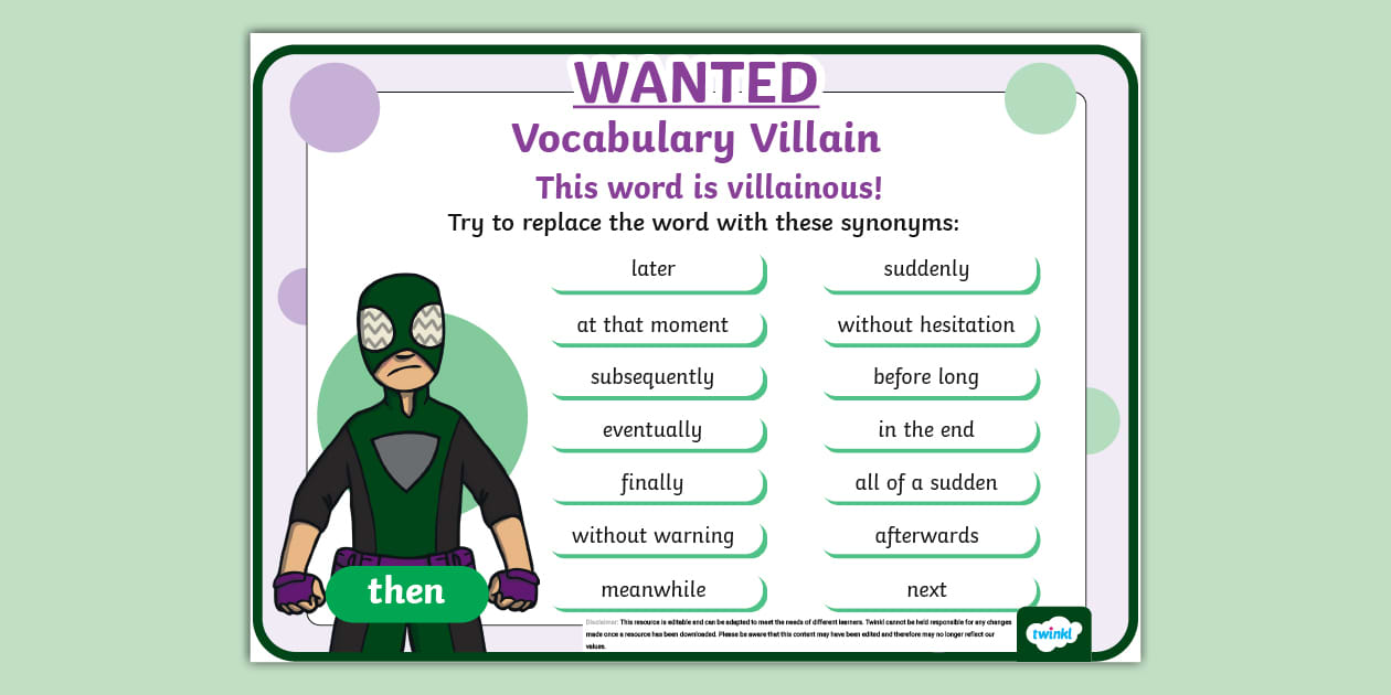Editable Vocabulary Villain Then Word Mat (teacher made)