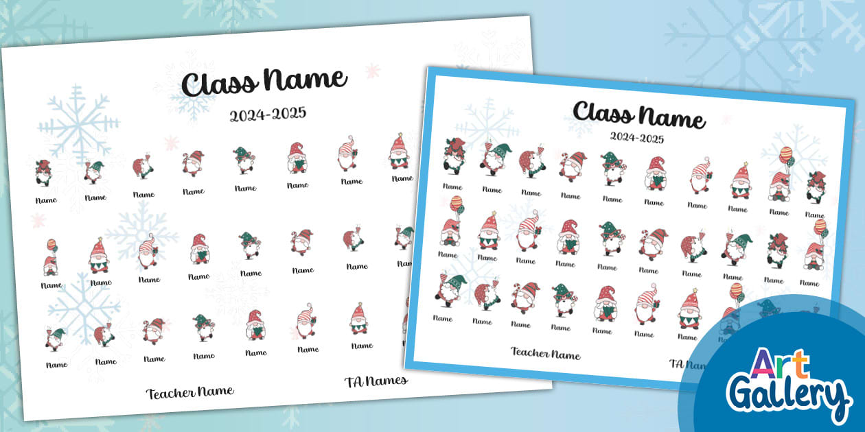 Christmas Gonk Teacher Class Christmas Gift Editable Poster