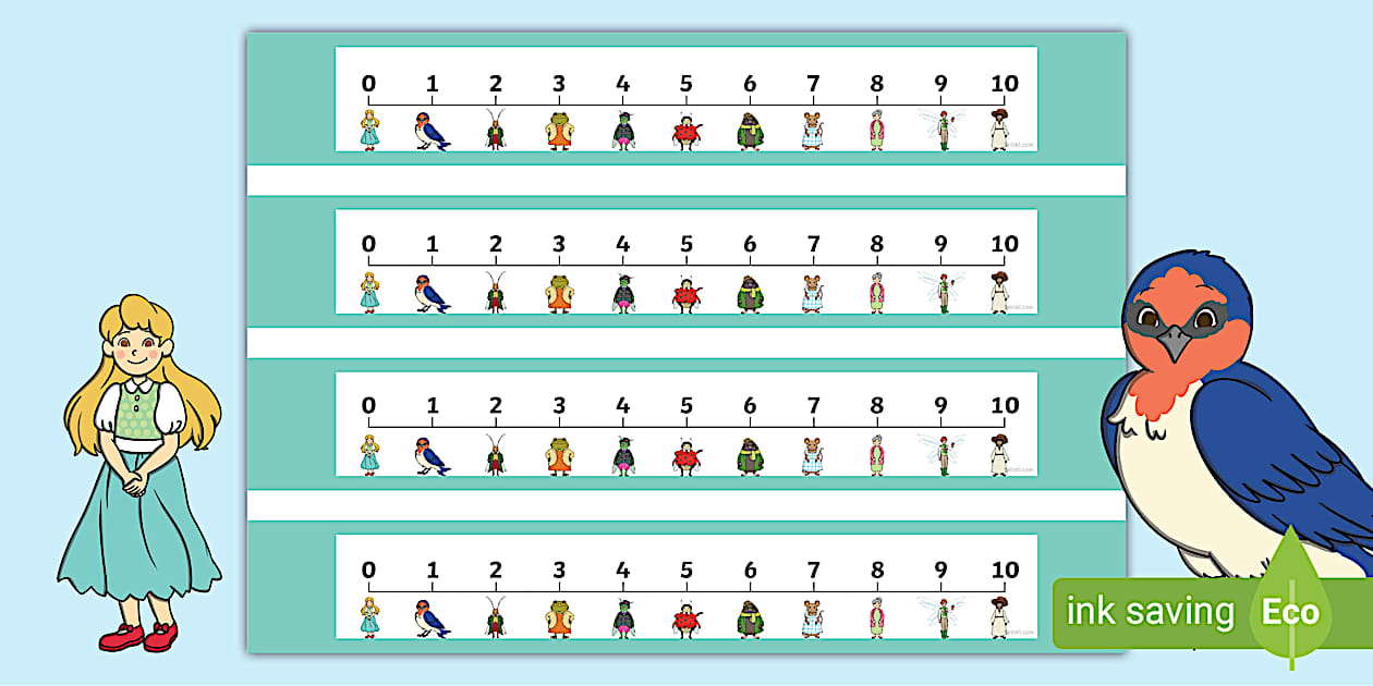 Thumbelina Number Lines 0-10 - Twinkl