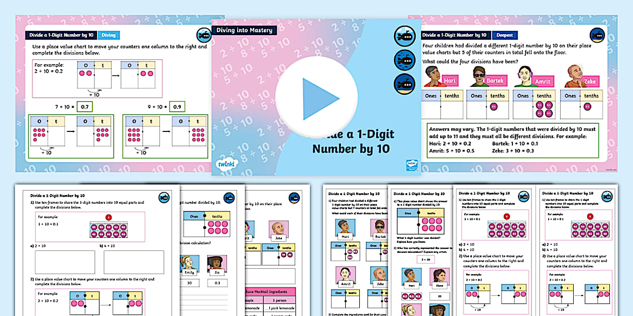 👉 Y4 DiM: Step 5 Divide a 1-Digit Number by 10 Teaching Pack