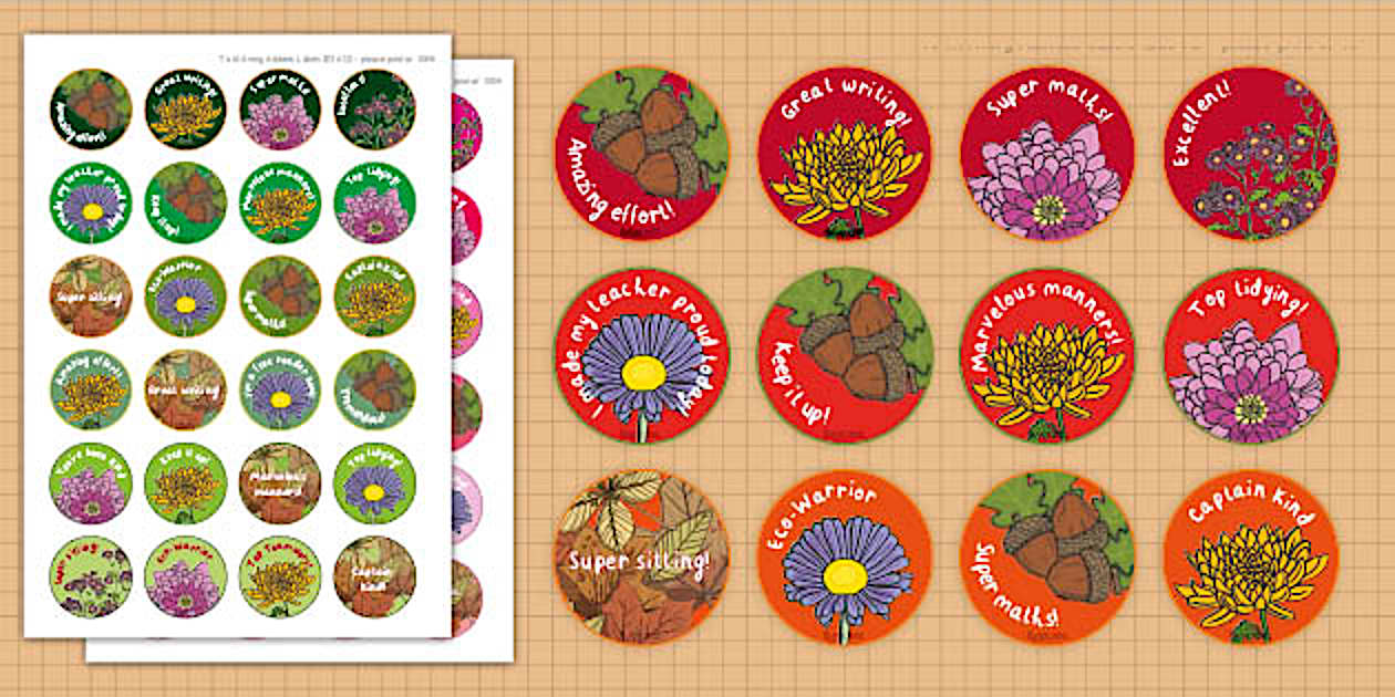 Autumn Flowers Reward Stickers | Resources | Twinkl - Twinkl