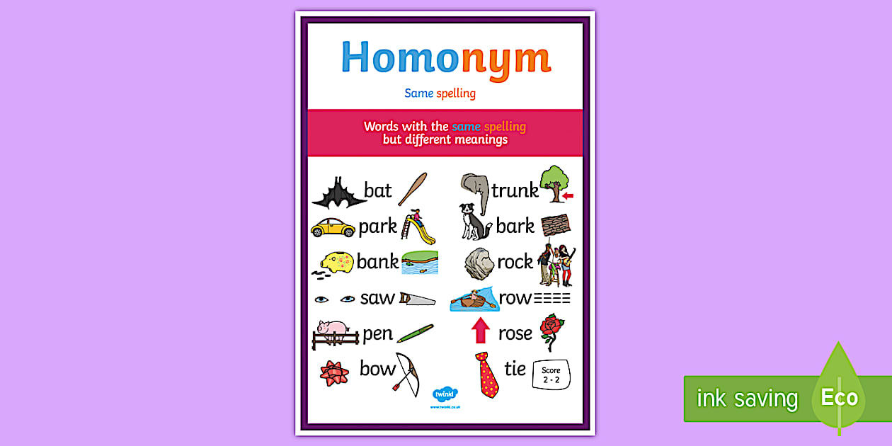 Homonyms Poster – Display Resource – KS2 English