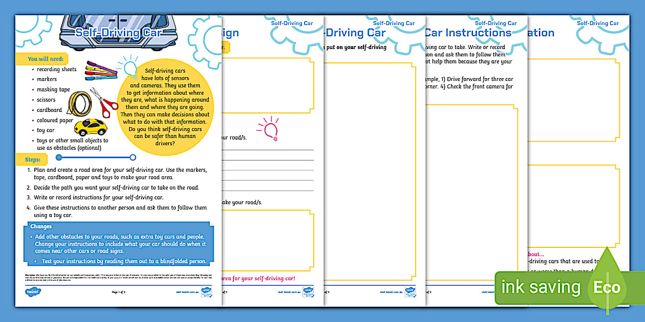 Self-Driving Car Activity (teacher made) - Twinkl