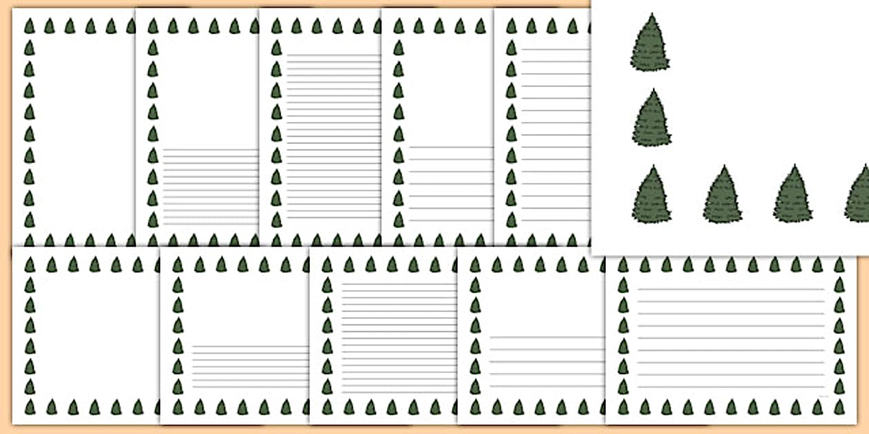 Fir Tree Themed Page Borders (Teacher-Made) - Twinkl