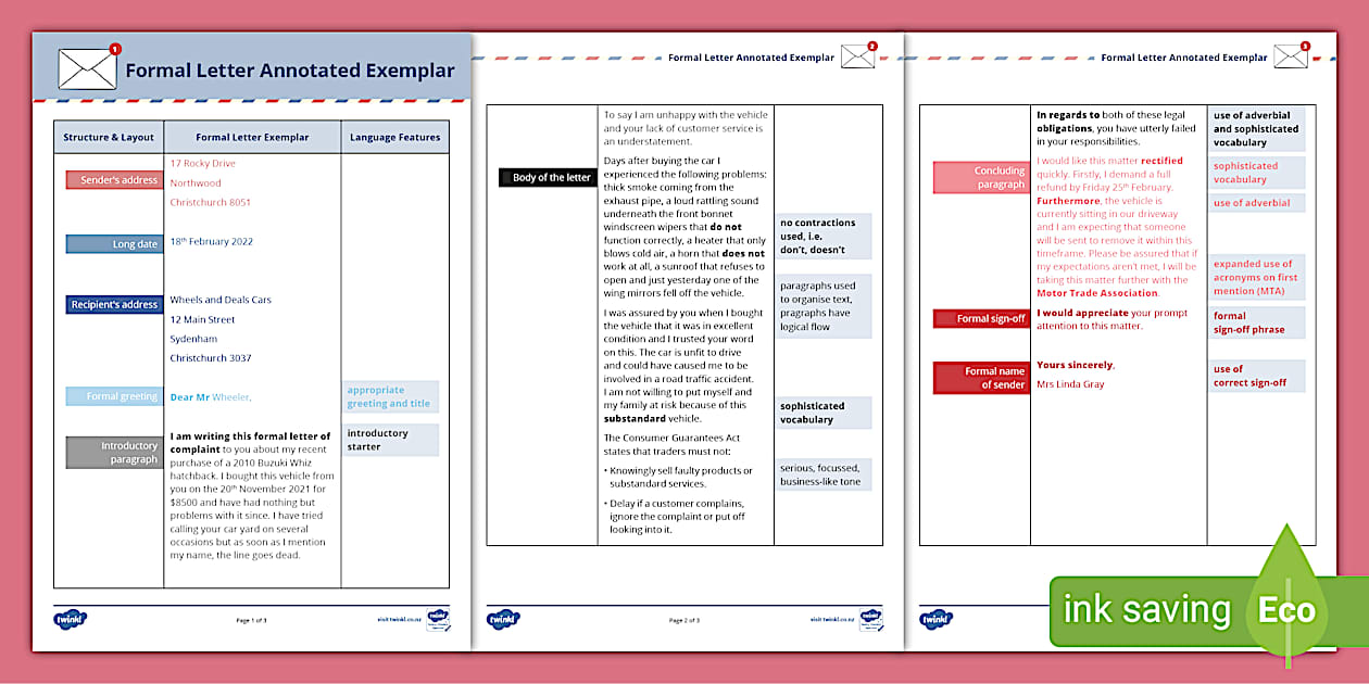 You've Got Mail! Level 4 Letter Writing - Annotated Exemplar