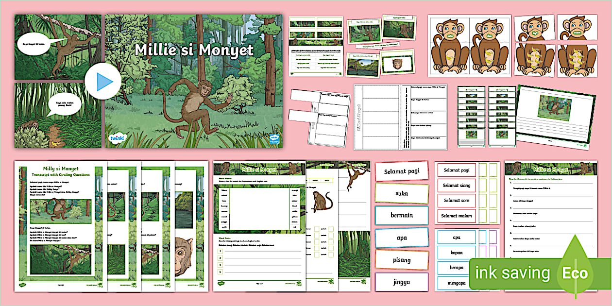 Indonesian Story: Millie si Monyet Resource Pack - Twinkl