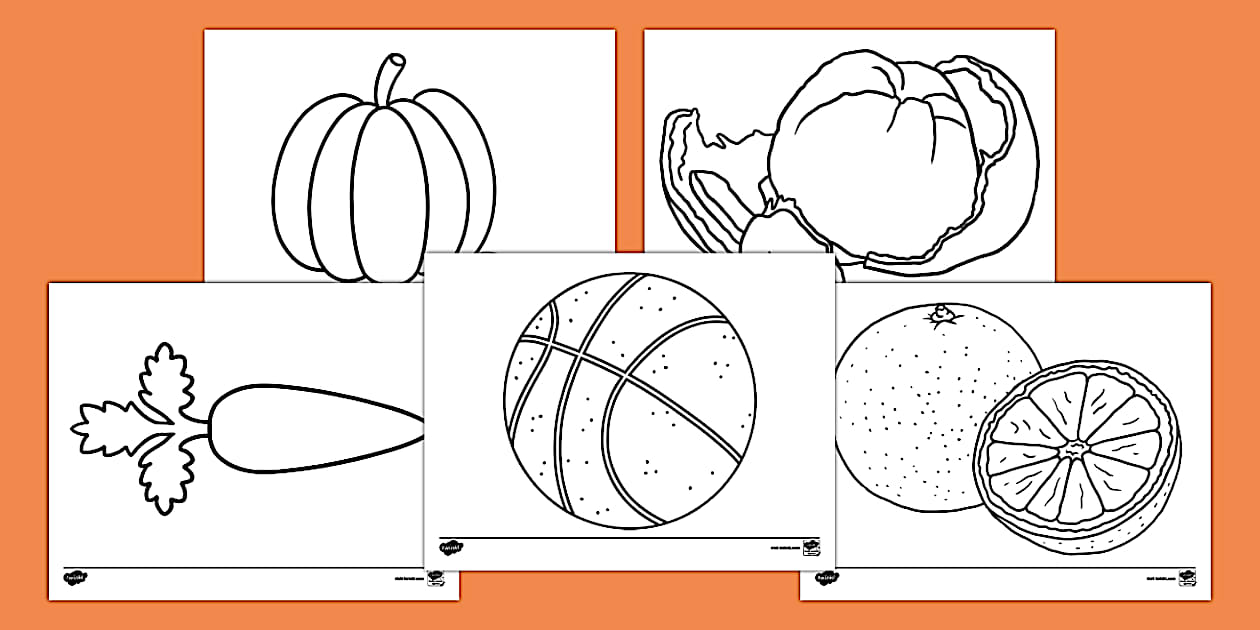 Things That Are Orange Coloring Sheets (teacher made)