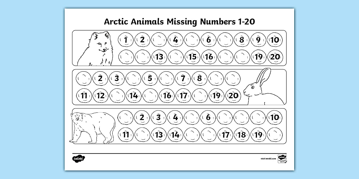 👉 Arctic Animals Missing Numbers to 20 Activity - KS1