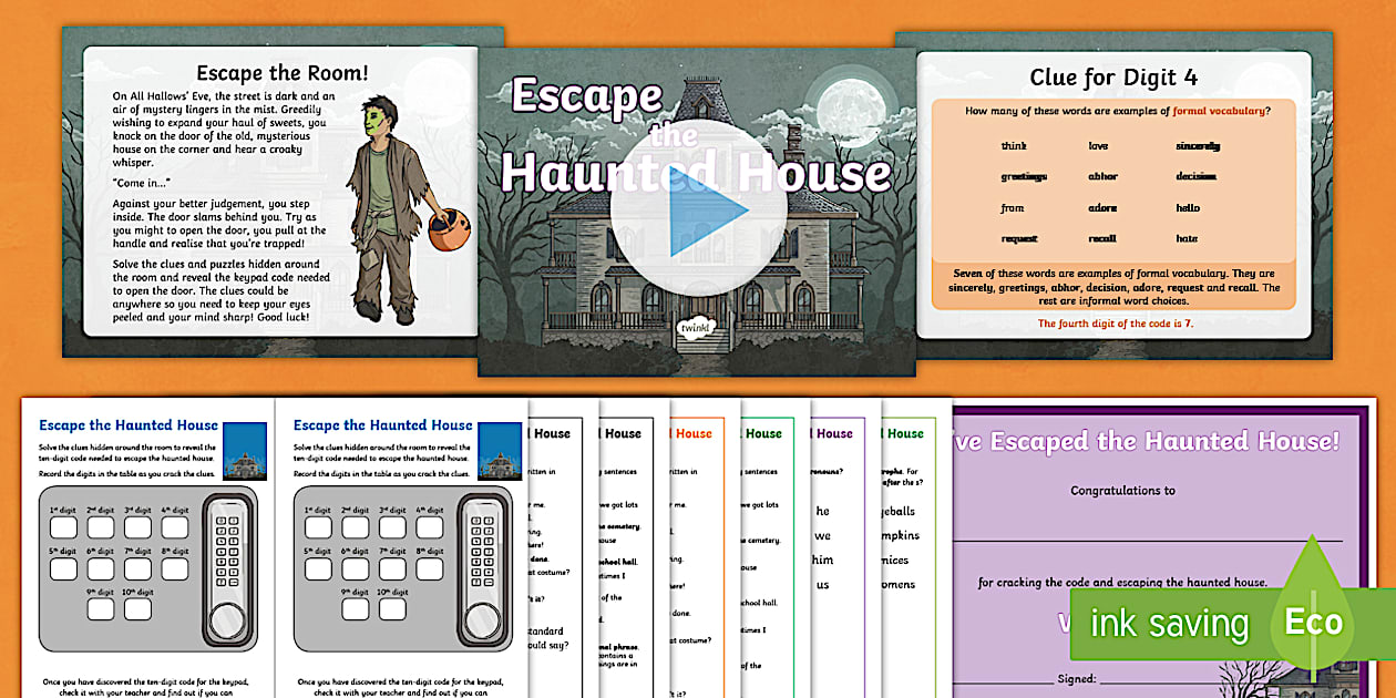 Escape Room KS2 - Year 6 Haunted House Game - Primary Education