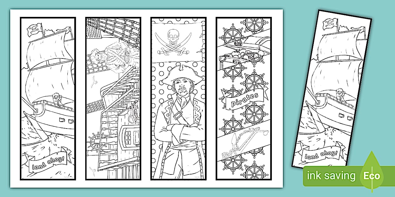 KS2 Pirate-Themed Colouring Bookmarks (Teacher-Made)