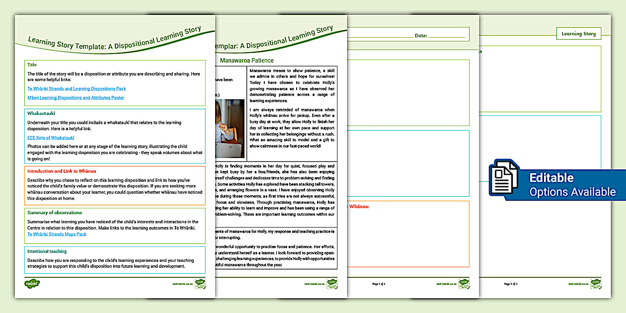 A Dispositional Learning Story Exemplar and Template