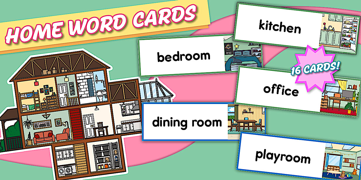 Home and Household Area Word Cards (teacher made) - Twinkl