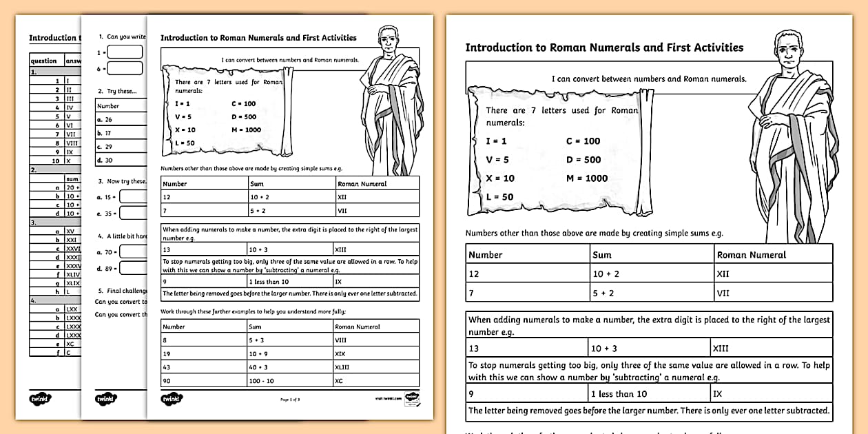 Introduction to Roman Numerals and First Activities - Twinkl
