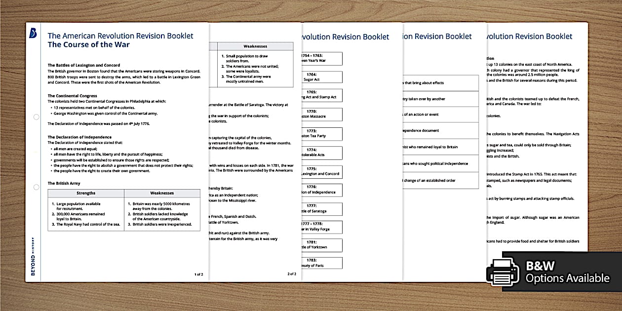 The American Revolution Revision Booklet