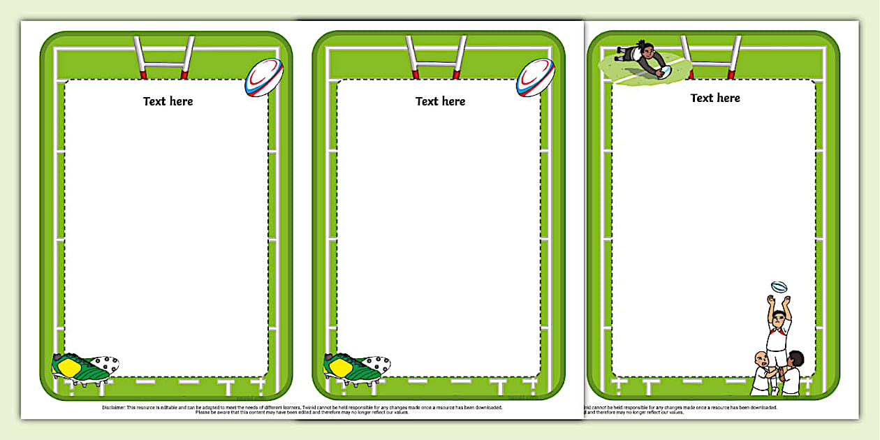 Rugby Themed Editable Note (Hecho por educadores) - Twinkl