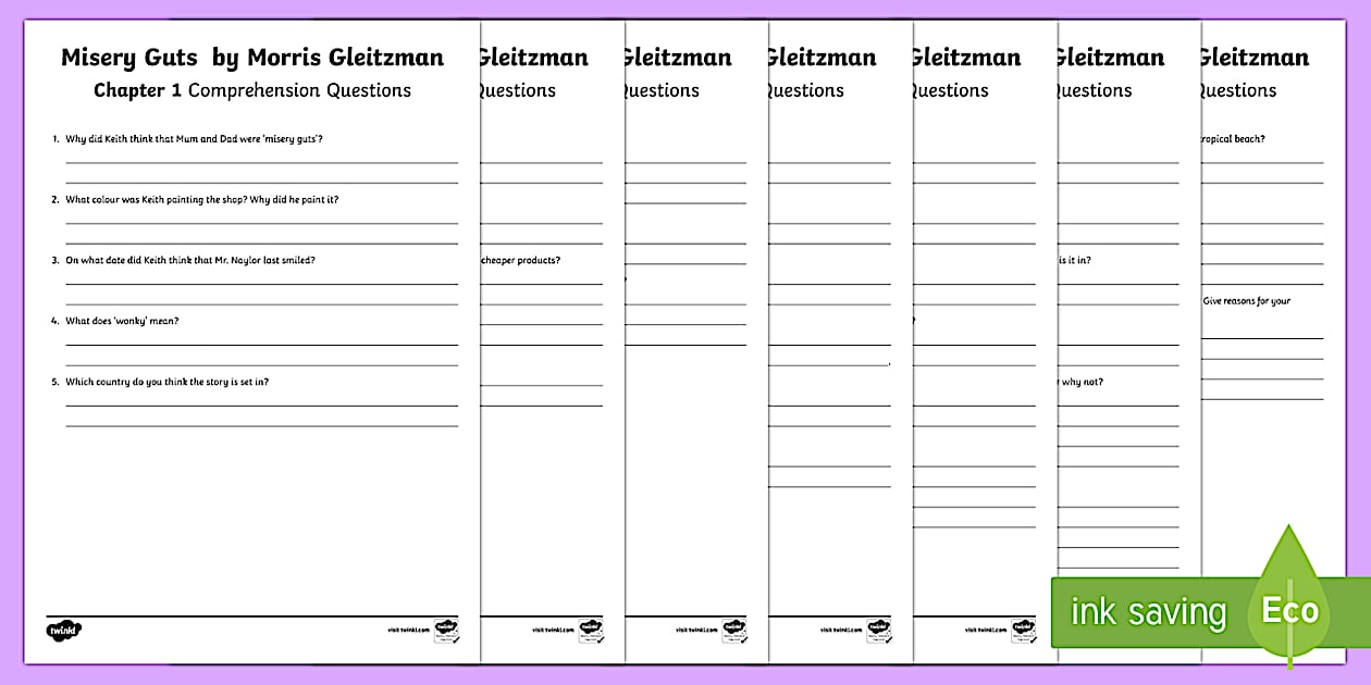 Chapter Comprehension to Support Teaching on Misery Guts by Morris ...