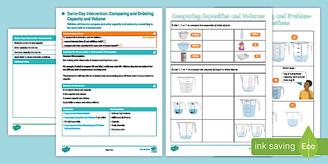 👉 Y3 Intervention: Comparing and Ordering Capacity and Volume