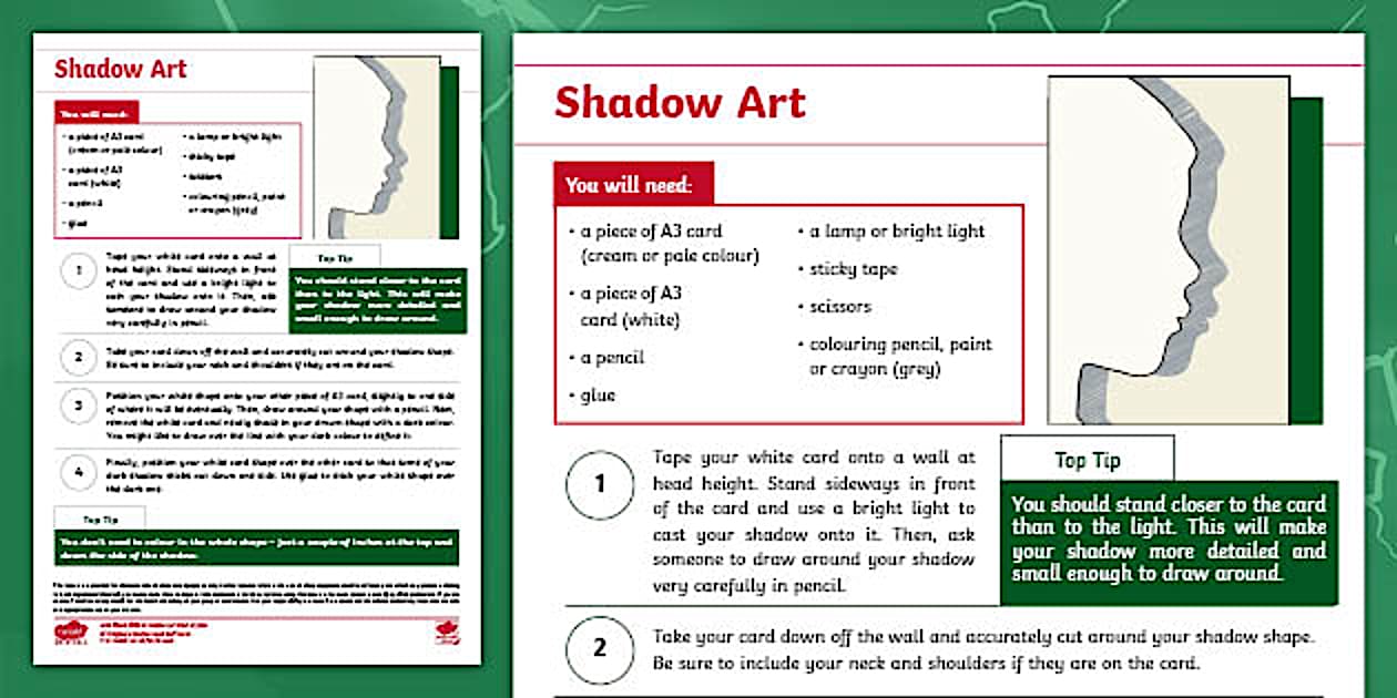 3D Shadow Art Activity Craft Instructions (professor feito)