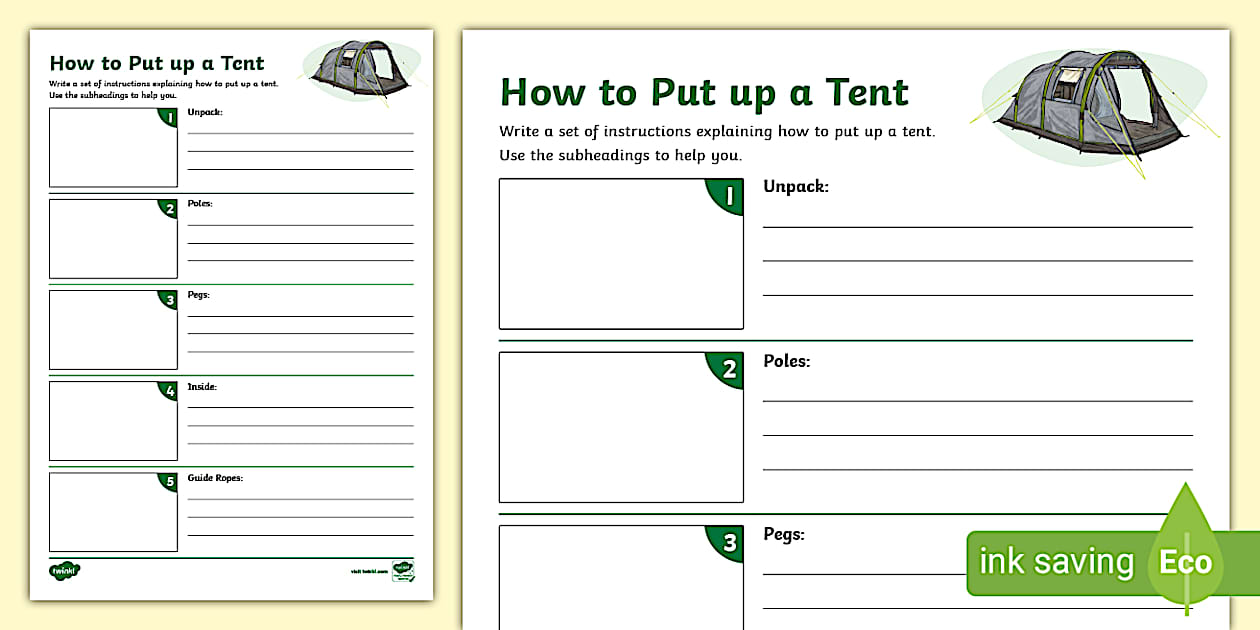How to Put up a Tent Instructional Writing Frame - Twinkl